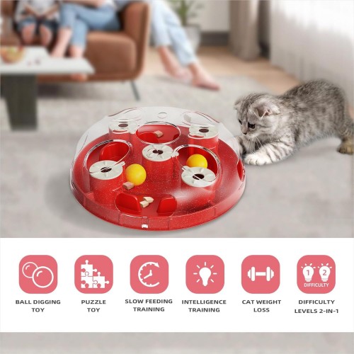 Interactive Cat Treasure Hunt Toy Food Dispenser Puzzle Feeder with ...