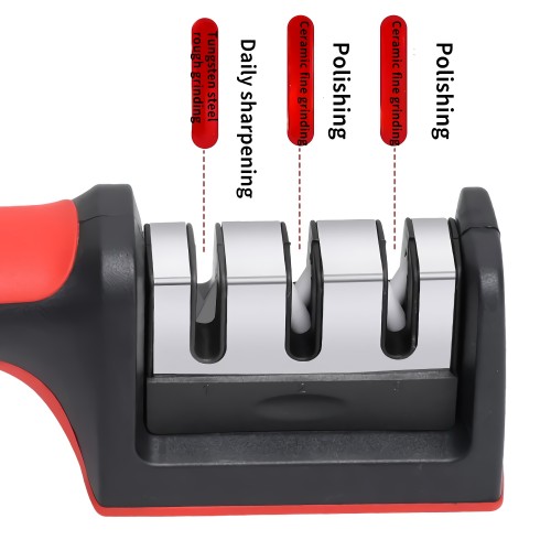 Stainless Steel Knife Sharpener Curve Handle 3 Stage Professional ...